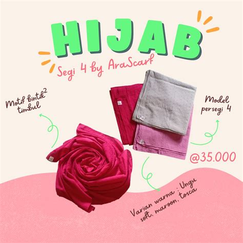 Hijab Segi 4 Motif Timbul Fesyen Wanita Muslim Fashion Atasan Di