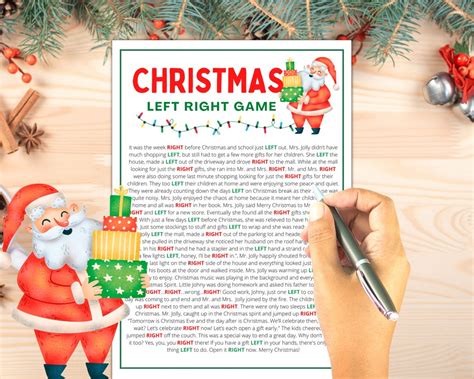 Left Right Christmas Game Christmas Pass The Prize Right Left Game