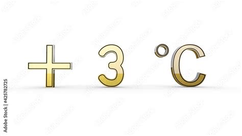 Temperature 3 ° C 3d Golden Font Number On A White Background With