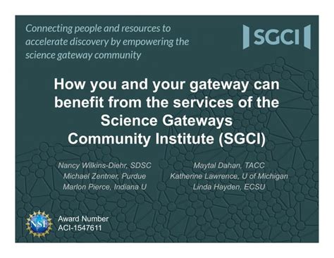 how you and your gateway can benefit from the services of the science