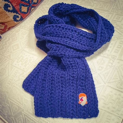 Scarf Dark Blue Handmade Knitted David Bowie Scarf Folksy