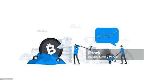 플랫 벡터 일러스트레이션 애니메이션 준비 듀익 친화적 인 벡터 개념적 비즈니스 스토리 암호 해독 교환 블록 체인 기술 비트 코인