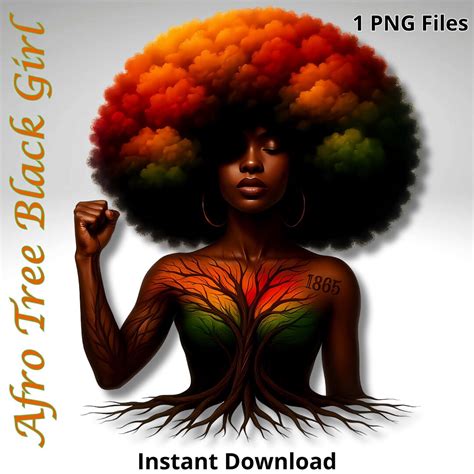 Afro Tree Woman Png Black Queen Clipart Melanin Roots Art Digital