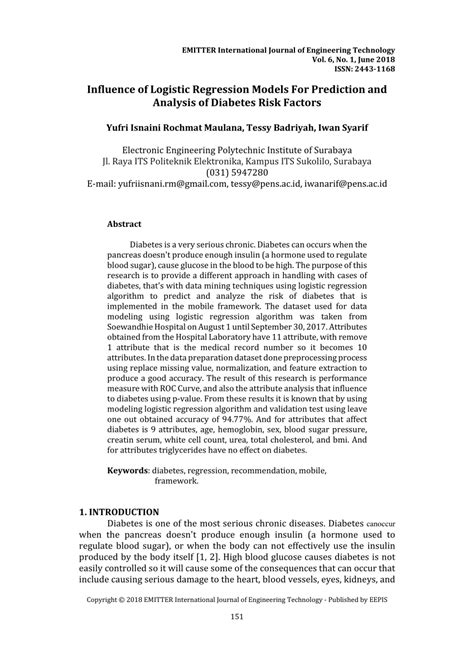 Pdf Influence Of Logistic Regression Models For Prediction And