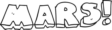 Freehand Drawn Black And White Cartoon Mars Text Symbol Stock
