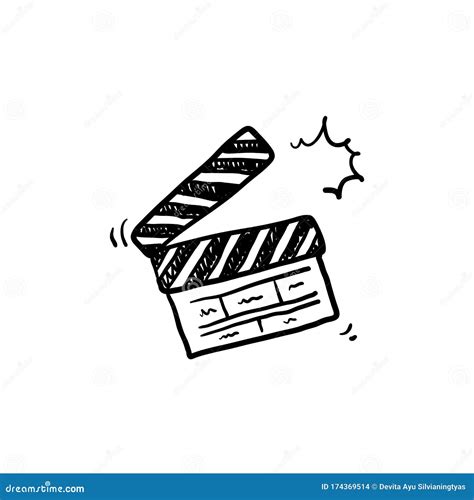 Hand Drawn Movie Clapperboard Icon Film Set Clapper For Cinema