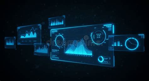 Futuristic Digital Interface Displaying Various Data Visualizations