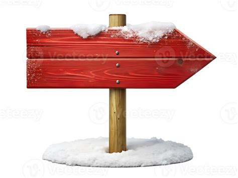Snow Covered Red Arrow Sign Pointing Right Transparent Png