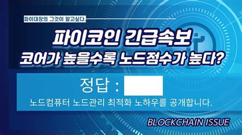 파이코인 긴급속보 코어수가 높을수록 노드점수가 높다 노드컴퓨터 호구잡히지 않는법과 파이노드시스템 노드관리 최적화노하우 Youtube