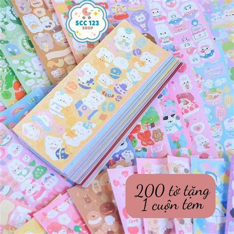 Set 200 tấm sticker hologram cute không trùng nhau trang trí toploader có tặng quà dễ thương với