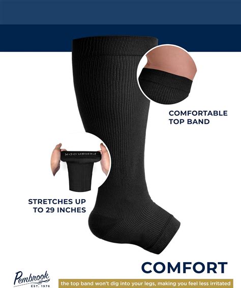 Pembrook Toeless Compression Socks Wide Calf For Women And Men 20