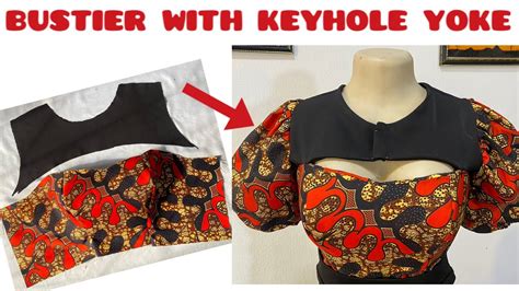 How To Cut And Sew A BUSTIER WITH KEYHOLE YOKE AND PUFF SLEEVES
