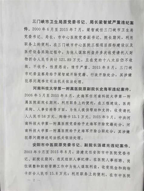 关于六起涉医领域违纪典型案件的通报 党风廉政 河南省胸科医院