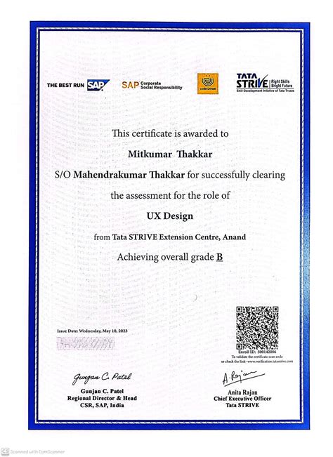 I Am Happy To Share That I Have Completed The 10 Week Ux Design Course At Tata Strive Anand The