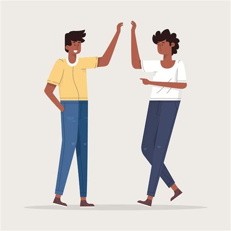 Homem E Mulher Dando Mais Cinco Vetor Grátis