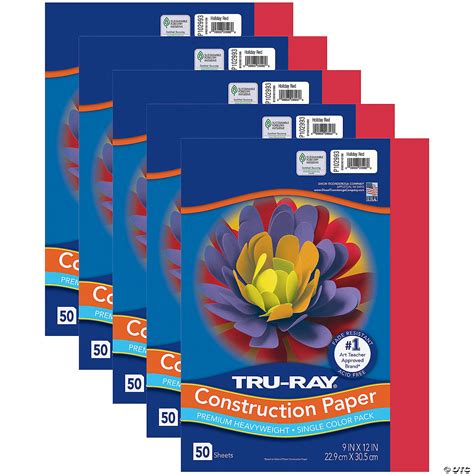 Tru Ray Construction Paper Holiday Red 9 X 12 50 Sheets Per Pack