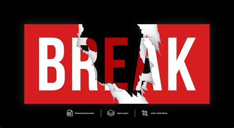 Break Text Effect And Layer Style Illustration Typographic Artwork