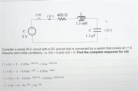 Solved Consider A Series Rlc Circuit With A Dc Source That Chegg