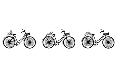 Premium Vector Woman Bicycle Decoration Floral Illustrations Collection