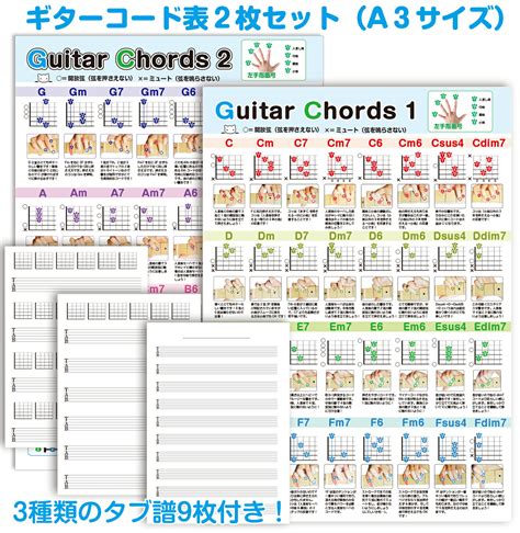 おんぷカードショップ ギターコード表 A3サイズ 2枚セット