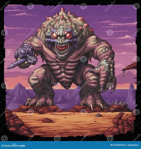 8 Bit Monster A Detailed Shaded Snes Jrpg Boss Enemy Stock Illustration Illustration Of Game