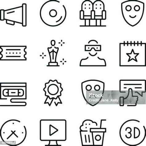 Ikon Garis Bioskop Ditetapkan Konsep Desain Grafis Modern Koleksi