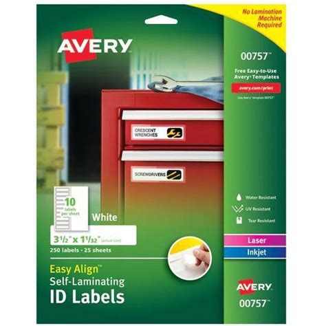 Avery Self Laminating Id Labels Inkjetlaser Printers 1332 X 35