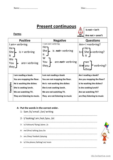 Present Continuous Two Page Activi Deutsch DAF Arbeitsblätter pdf doc