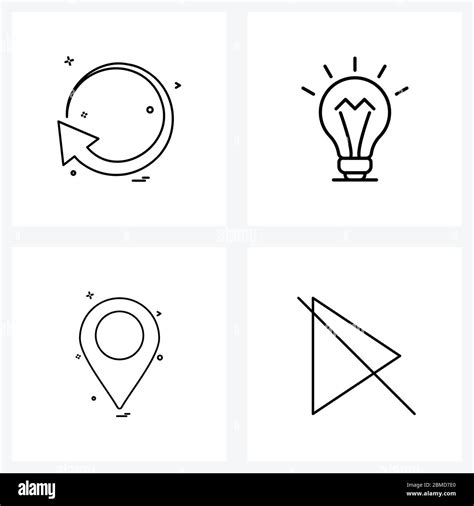 4 Interface Line Icon Set Of Modern Symbols On Arrow Navigations