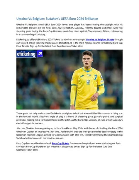 Ukraine Vs Belgium Sudakovs Uefa Euro 2024 Brilliancepdf
