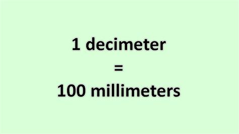 Convert Decimeter To Millimeter Excelnotes