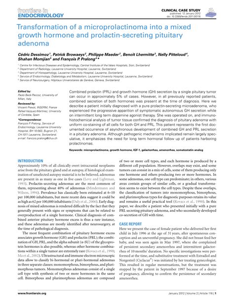 Pdf Transformation Of A Microprolactinoma Into A Mixed Growth Hormone
