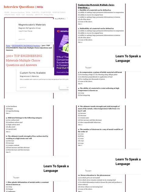 300 Top Engineering Materials Questions And Answers Pdf Pdf Steel