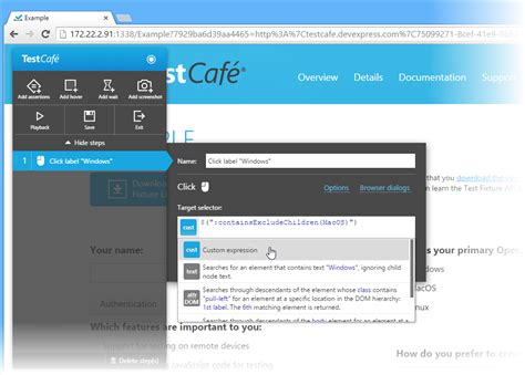 Visual Test Recorder TestCafe DevExpress