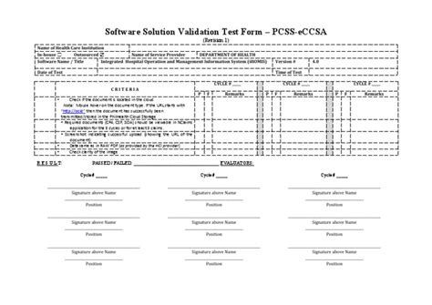 Software Solution Validation Test Form Pcss Eccsa Revision 1 Pdf