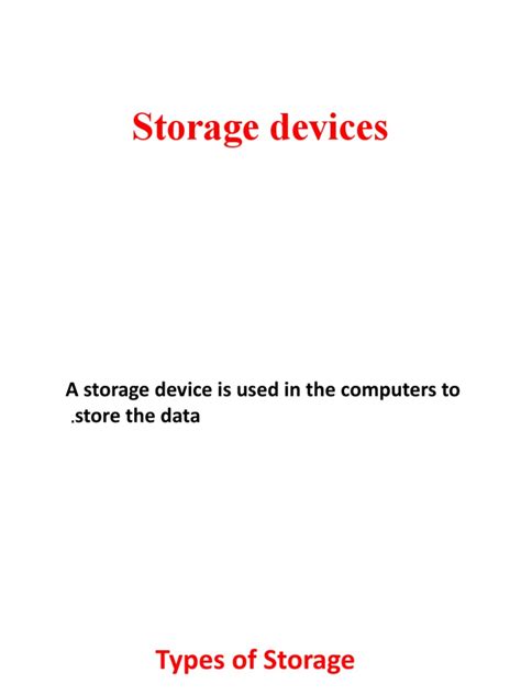 Storage Devices Pdf Random Access Memory Computer Data Storage