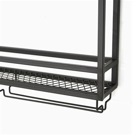 Free Shipping On Industrial Wood Metal Wall Mounted Black Wine Rack With Glass Bottle Rack