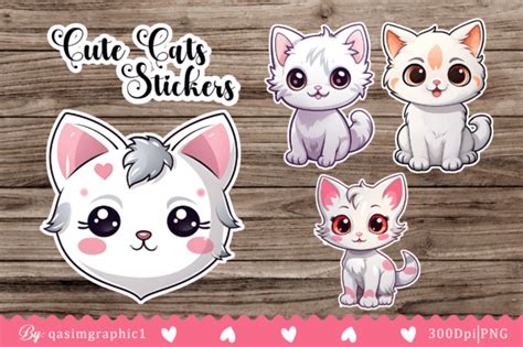 Cute Cats Printable Stickers Png Graphic By Qasimgraphic1 · Creative