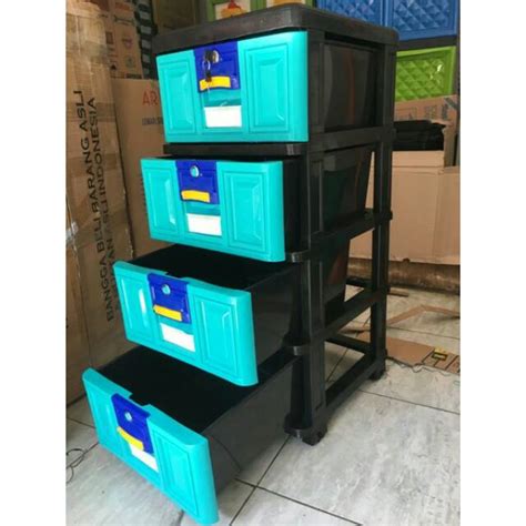 Lemari Rak Baju Plastik Napolly 4 Susun Kotak Laci Murah Shopee