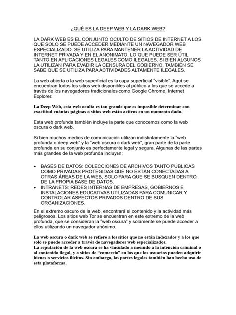 qué es la deep web y la dark web pdf red mundial internet y web