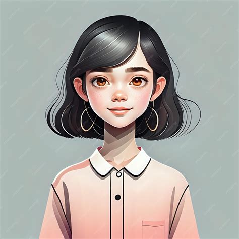 젊은 소녀 만화 모델 일러스트 아트 파스텔 컬러 만화 소녀 일러스트 제네레이티브 아이 프리미엄 사진