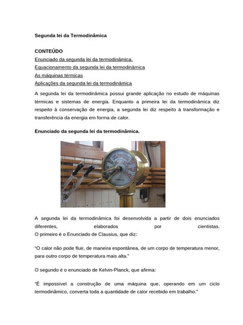 Segunda Lei Da Termodinâmica 3 Pdf
