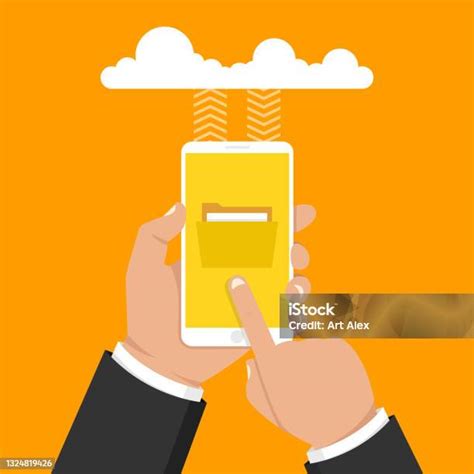 Konsep Penyimpanan Cloud Smartphone Terhubung Dengan Cloud Ilustrasi