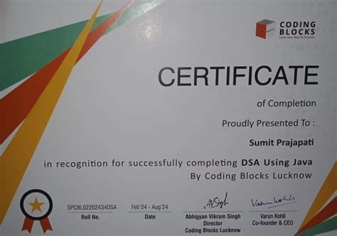 Sumit Prajapati On Linkedin Certification Tech Cse Learning Dsajava Codingblocks