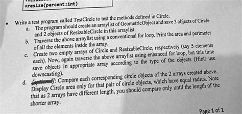 Write A Test Program Called TestCircle To Test The Methods Defined In