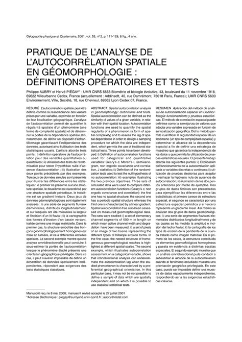 Pdf Spatial Autocorrelation Analysis In Geomorphology Definitions