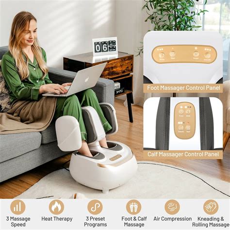2 In 1 Foot And Calf Massager With Heat Function White Calf Massage