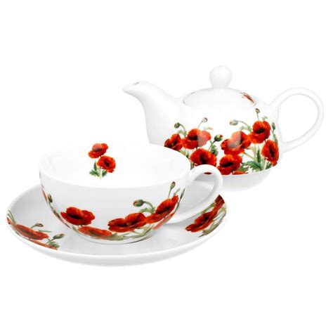 Porcelanowy dzbanek z filiżanką i spodkiem CLASSIC POPPIES 350ml