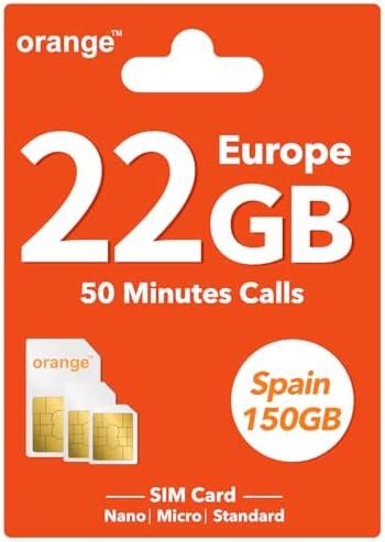 Amazon Orange Europe Prepaid SIM Card GB Internet Data In G LTE Mins Call In