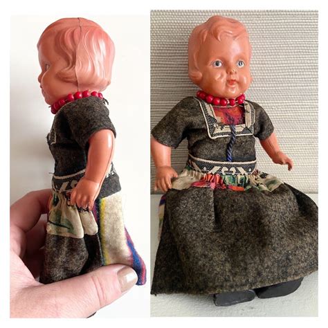 Vintage Plastic Doll In Traditional Folk Costume Dutch Tourist